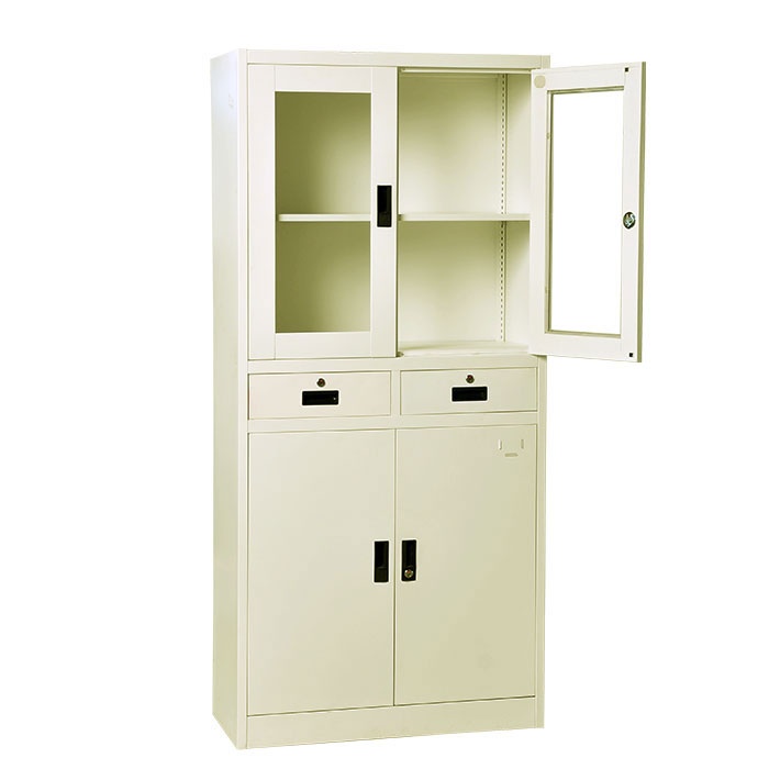 2 Drawer Upper Glass Door Filing Cabinet